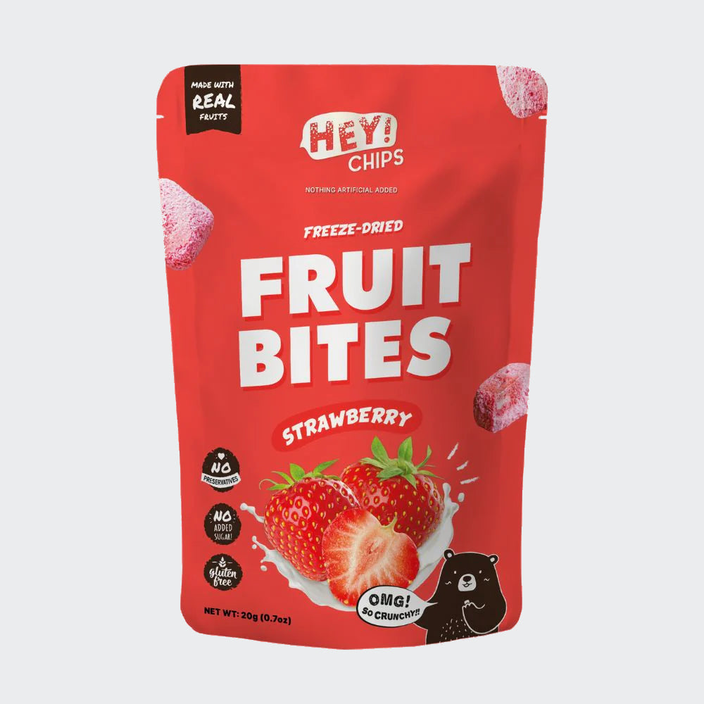 Hey! Chips Freeze-Dried Strawberry Fruit Bites 20g – PROTEIFY